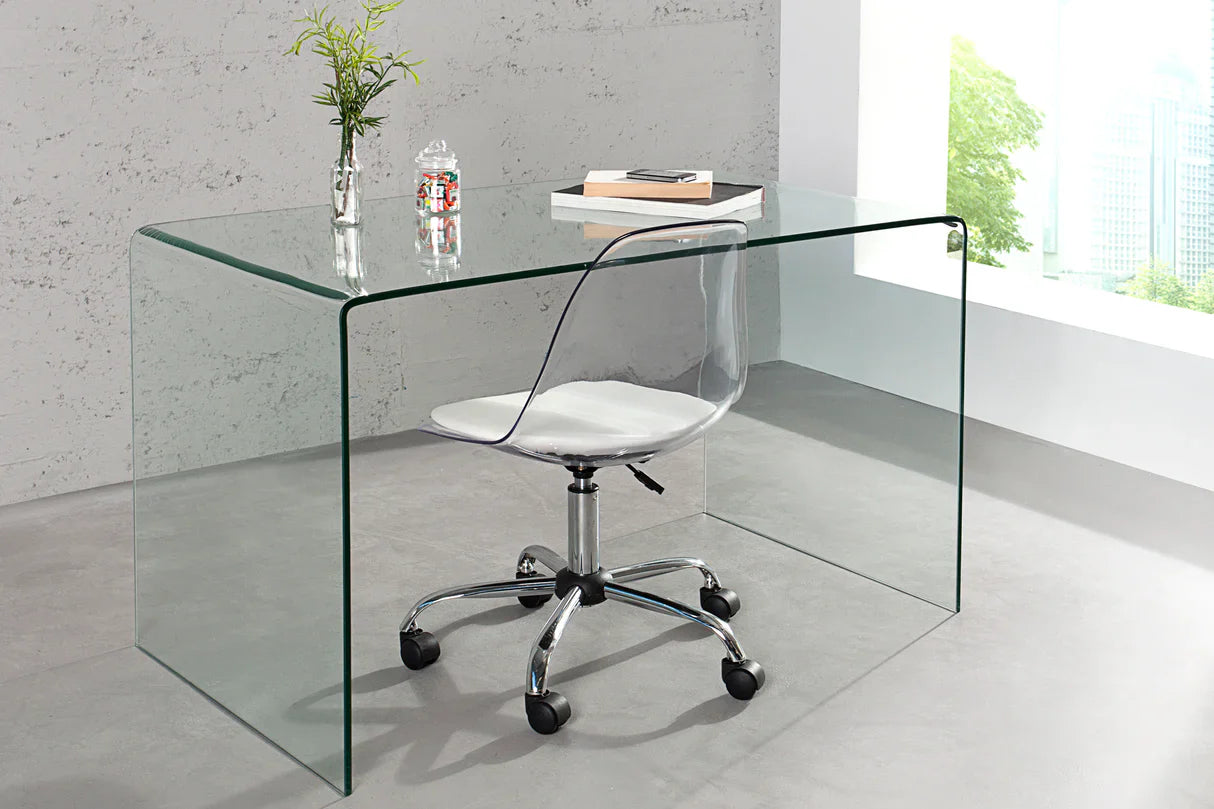 Table bureau design – Verre, bois, électrique | Casafab