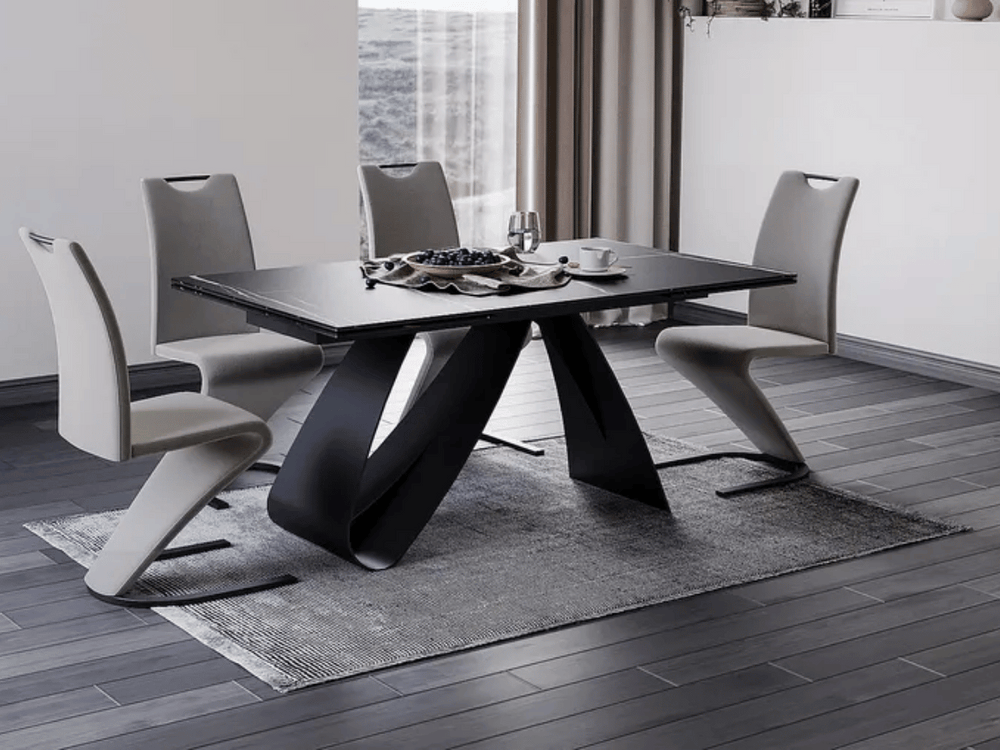 Table à manger extensible céramique marbre noir ALMA