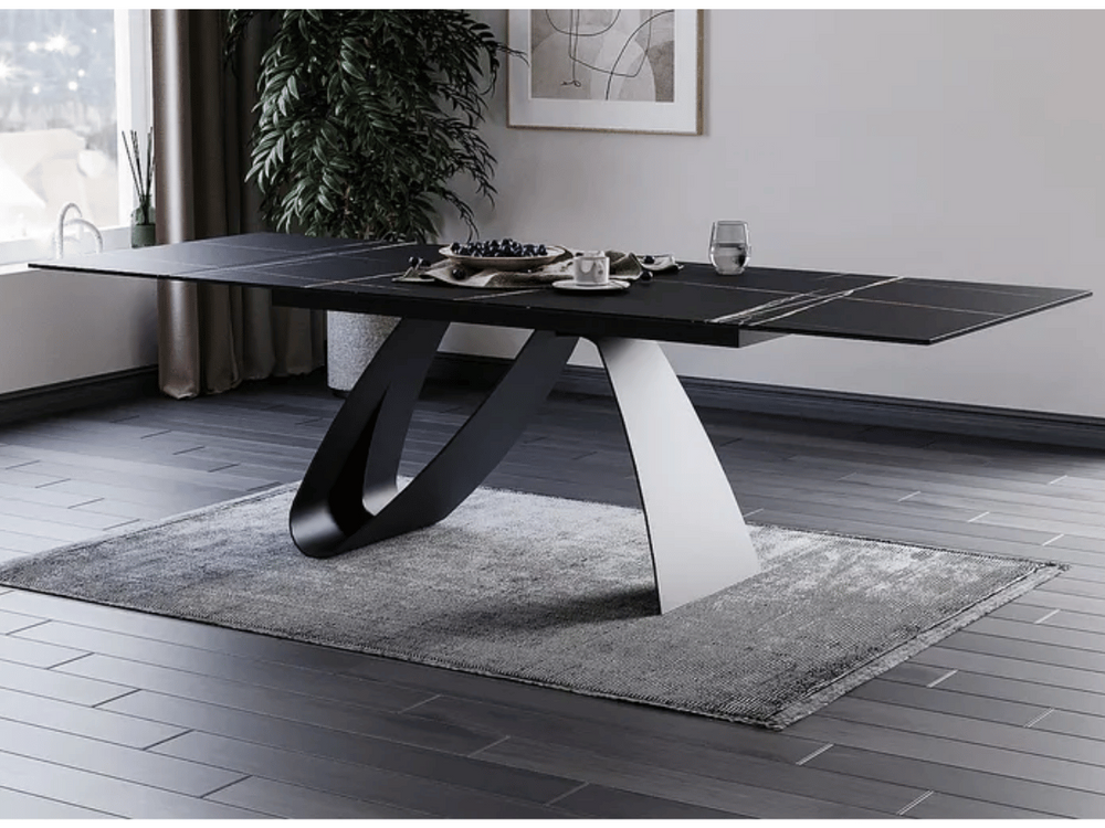 Table à manger extensible céramique marbre noir ALMA