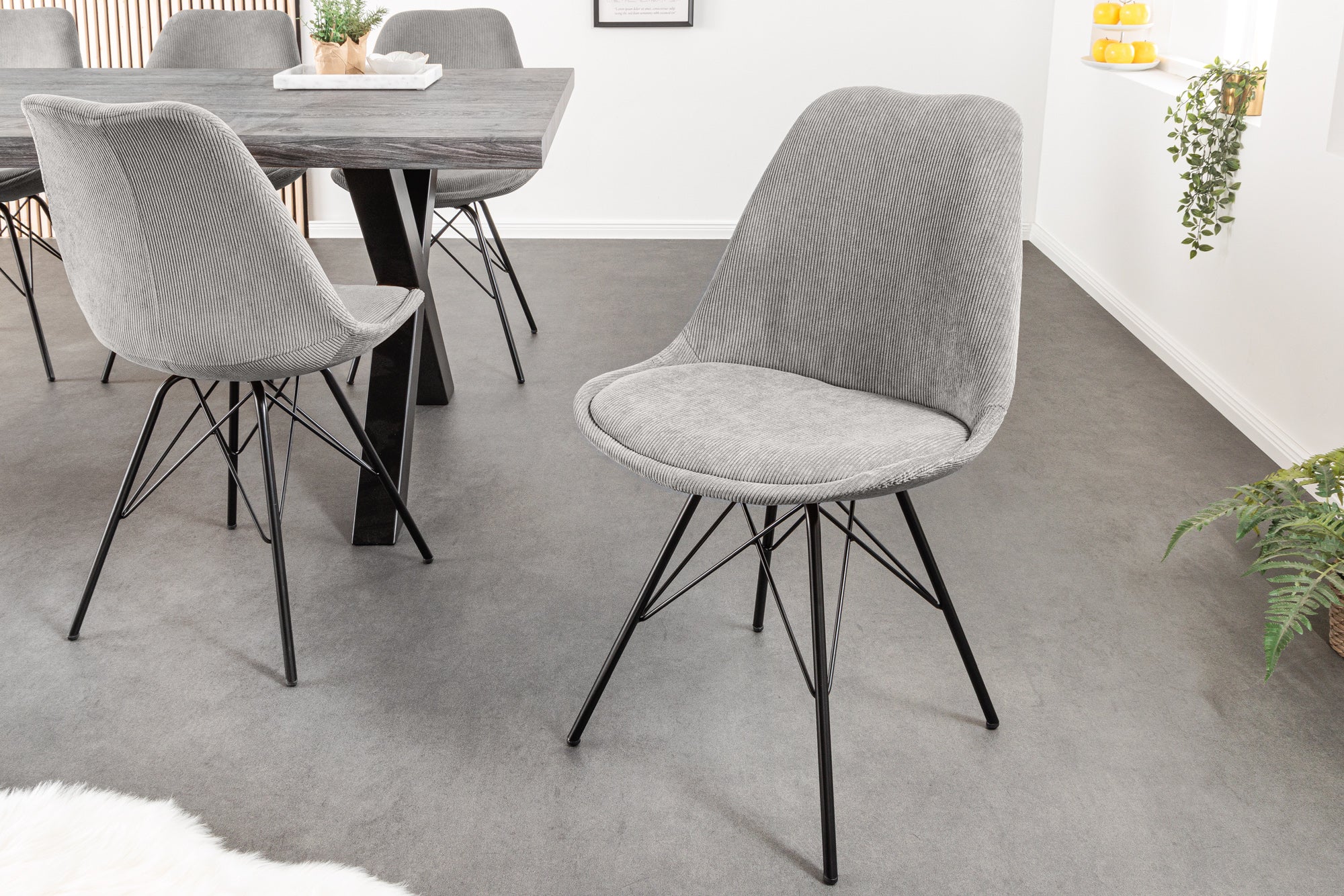 Lot de 2x chaises rétro SCANDINAVIA MEISTERSTÜCK gris