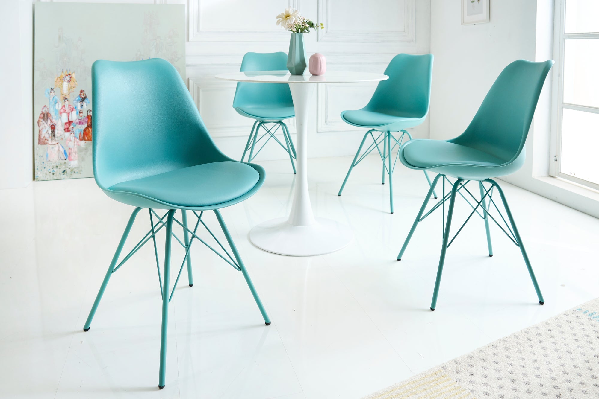 Lot de 2x chaises rétro SCANDINAVIA MEISTERSTÜCK turquoise
